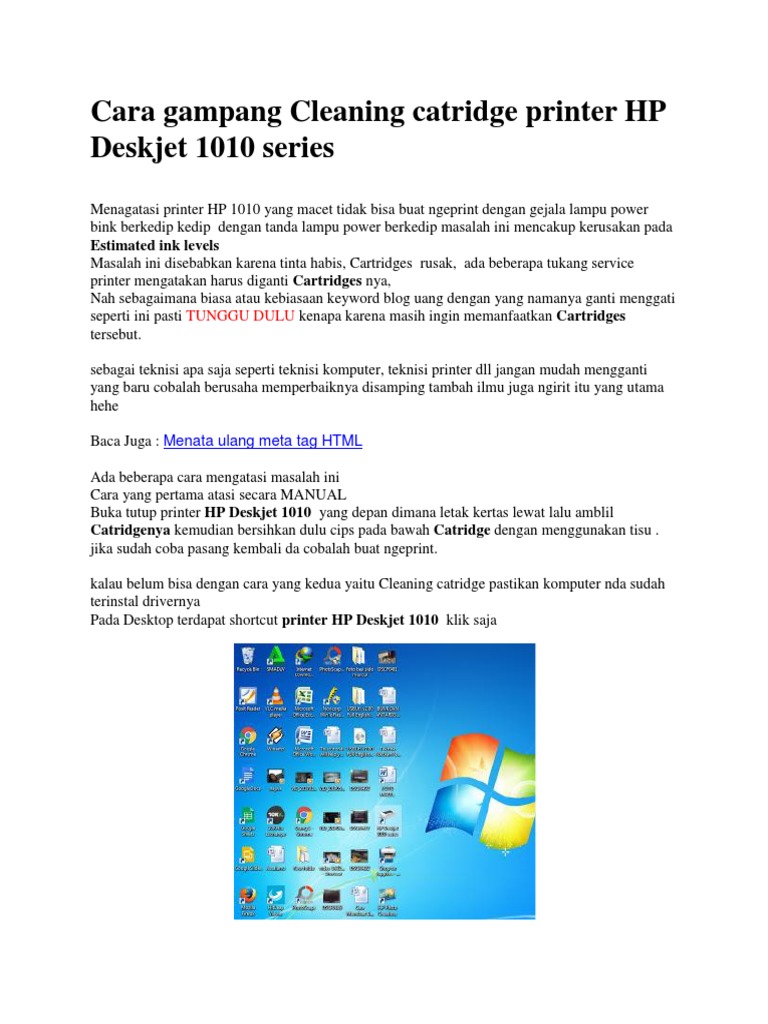 Cara Gampang Cleaning Catridge Printer HP Deskjet 1010 Series | PDF