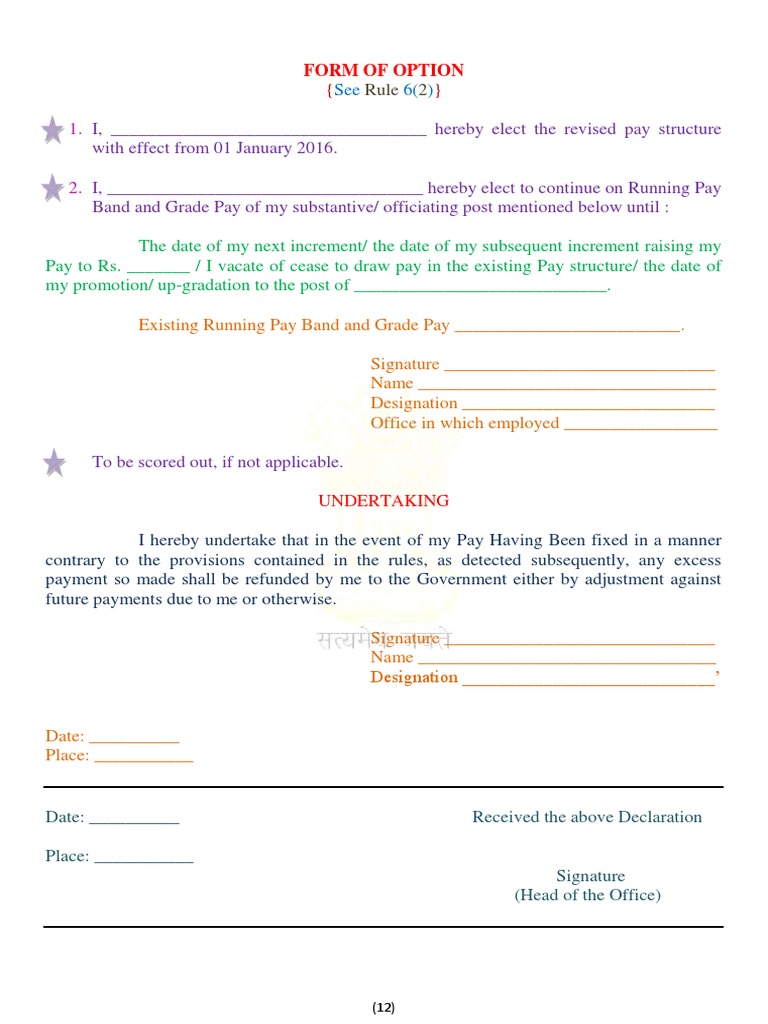 Form of Option New | PDF