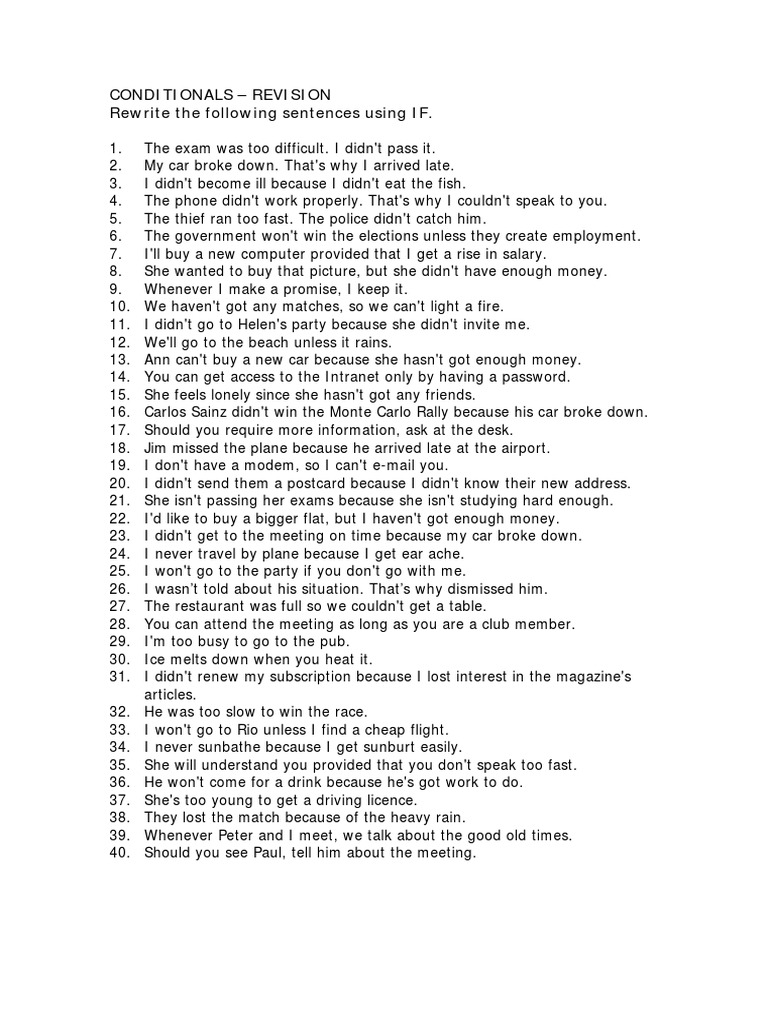 Conditionals Rephrasing PDF | PDF