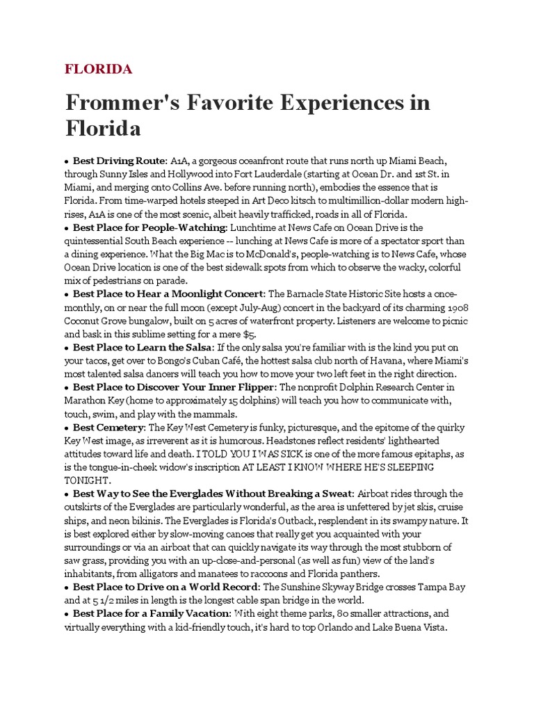 Florida Places To Visit | PDF | Miami | Everglades