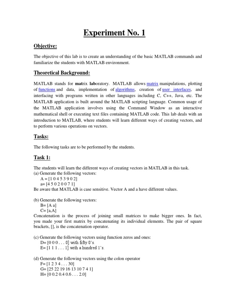 Experiment No. 1: Objective | PDF | Matlab | Visual Cortex