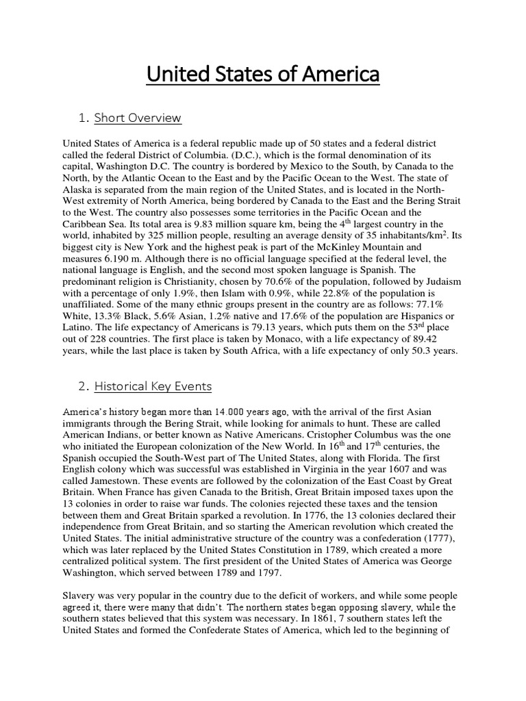 Overview of the United States History | PDF | North America | Thirteen ...