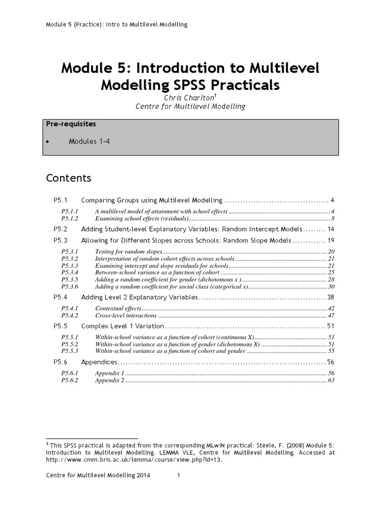 Multinivel Modelo Estadística SPSS | PDF | Multilevel Model | Errors ...
