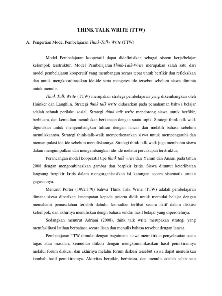 Think Talk Write TTW | PDF | Karier & Perkembangan