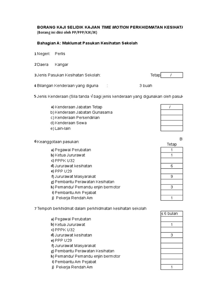 Borang Kajian Time Motion BPKK12032014 | PDF