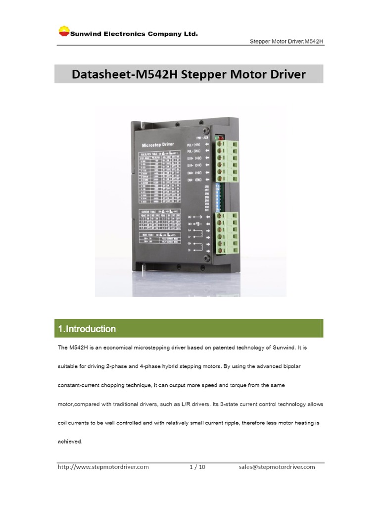 Datasheet-M542H Stepper Motor Driver - PDF