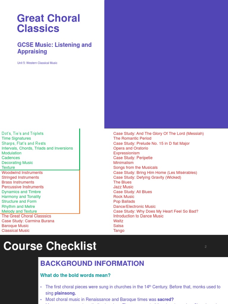 GCSE Music: Choral Classics Guide | PDF | Choir | Performing Arts