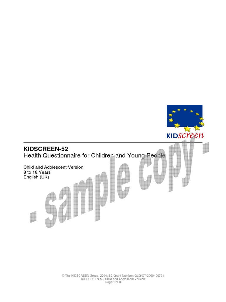 Kidscreen-52: Health Questionnaire For Children and Young People | PDF