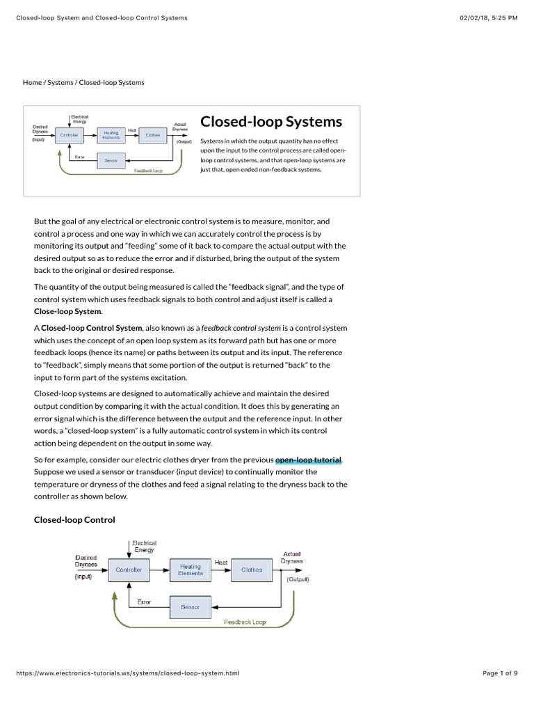 Closed-Loop System and Closed-Loop Control Systems | PDF | Control ...