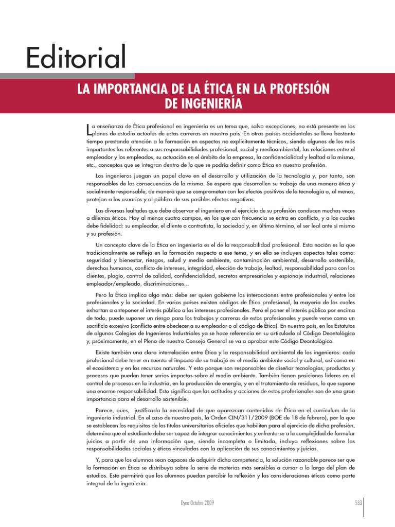 Editorial: La Importancia De La Ética En La Profesión De Ingeniería ...