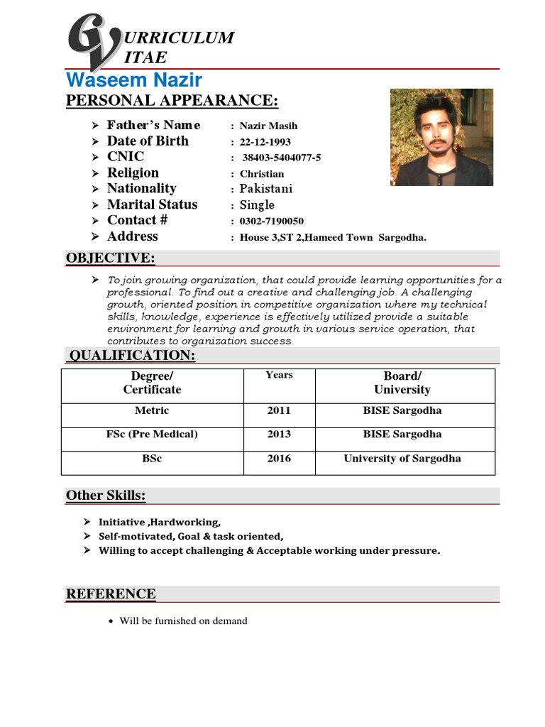Waseem Nazir's Professional CV | PDF