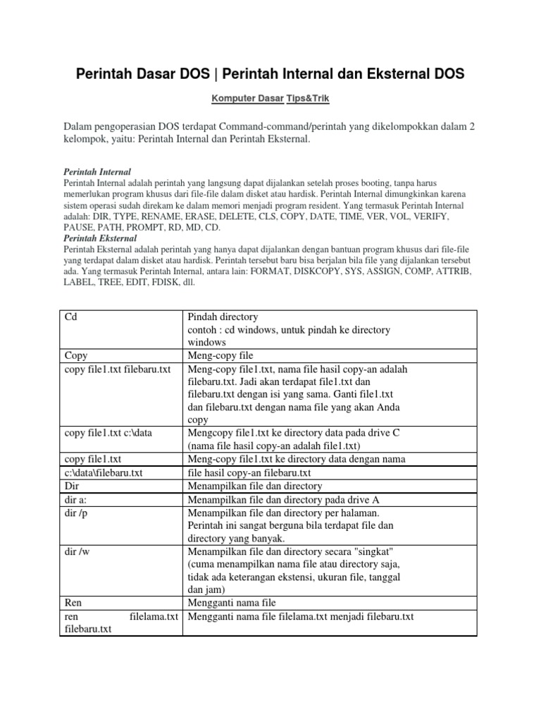 Perintah Dasar MS - Dos | PDF