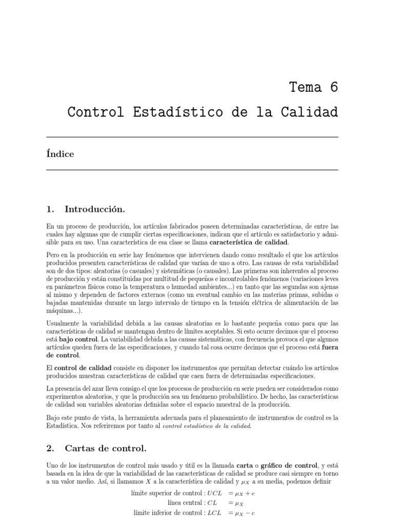 Control Estadístico de Calidad | PDF | Distribución normal | Estimador
