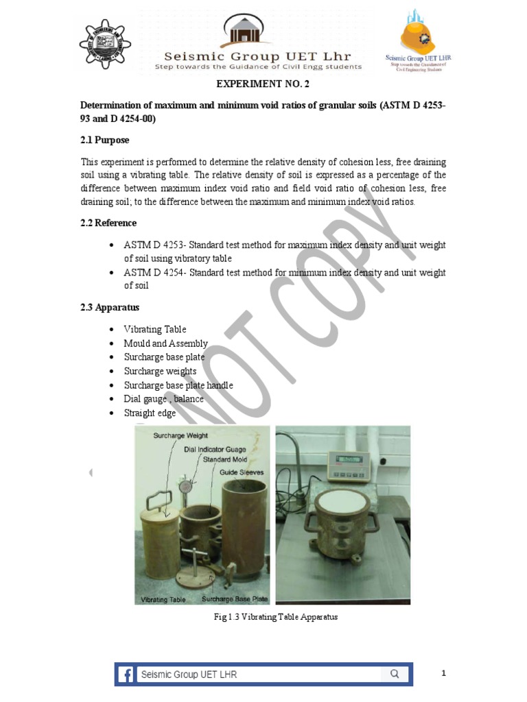 Experiment No. 2 Determination of Maximum and Minimum Void Ratios of ...