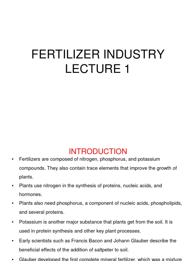 Slides of Fertilizer Lecture 1 | PDF | Nitric Acid | Fertilizer