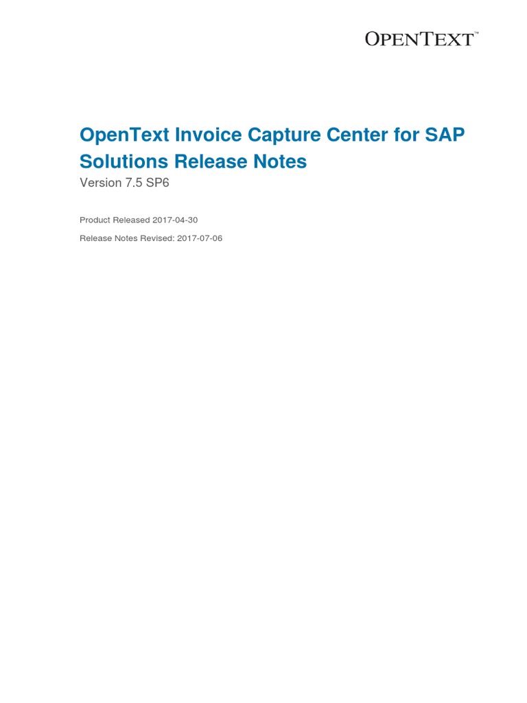 Release Notes Invoice Capture Center 7.5 SP 6 | PDF | Installation ...