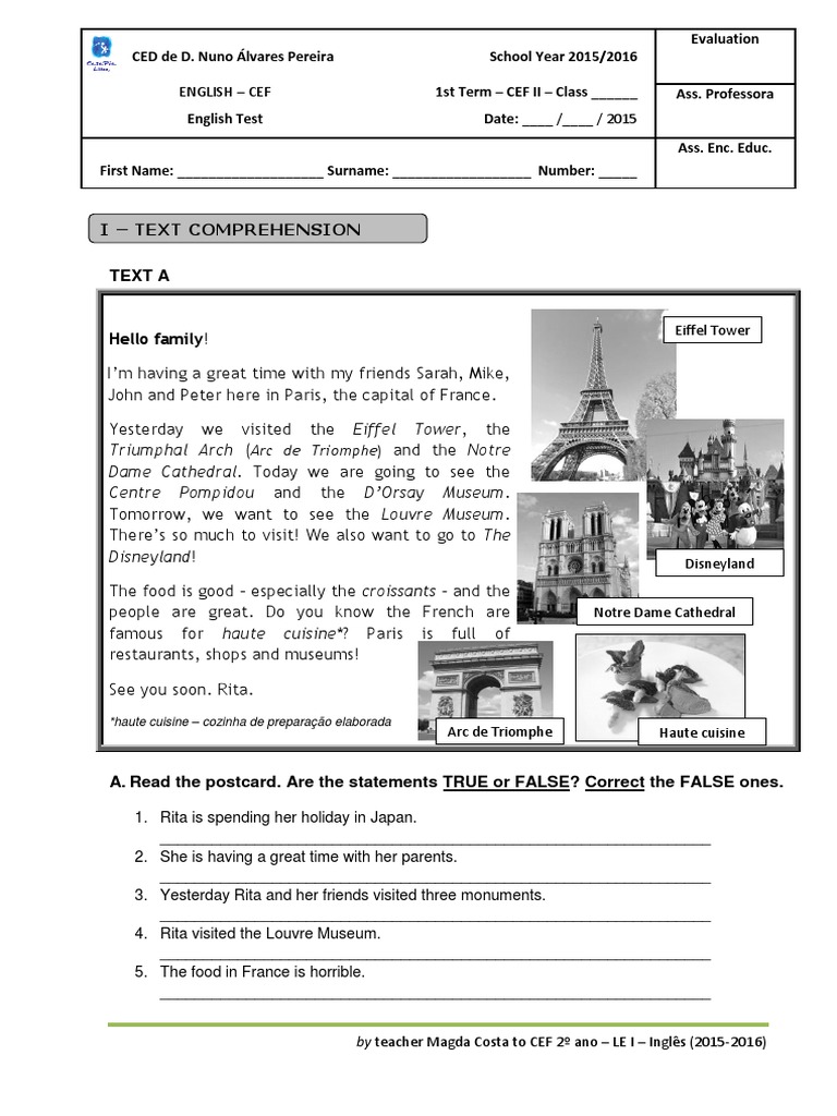 Rita's Trip to Paris: An Evaluation of a Student's English ...