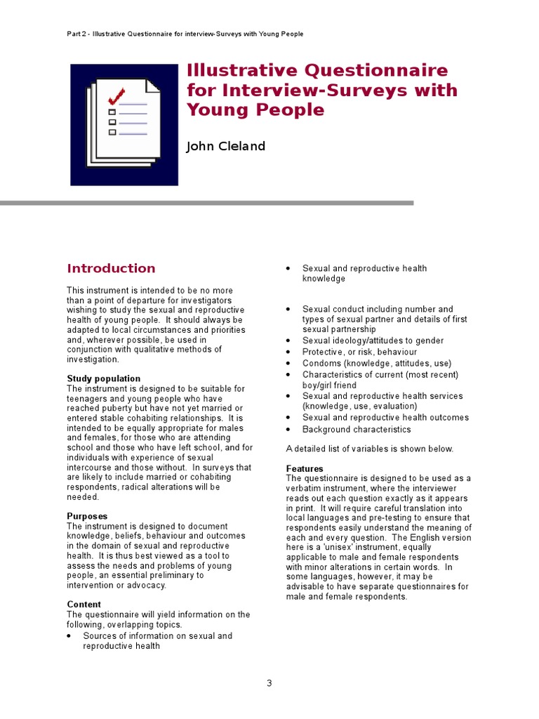 Questionnaire | PDF | Sexual Intercourse | Condom