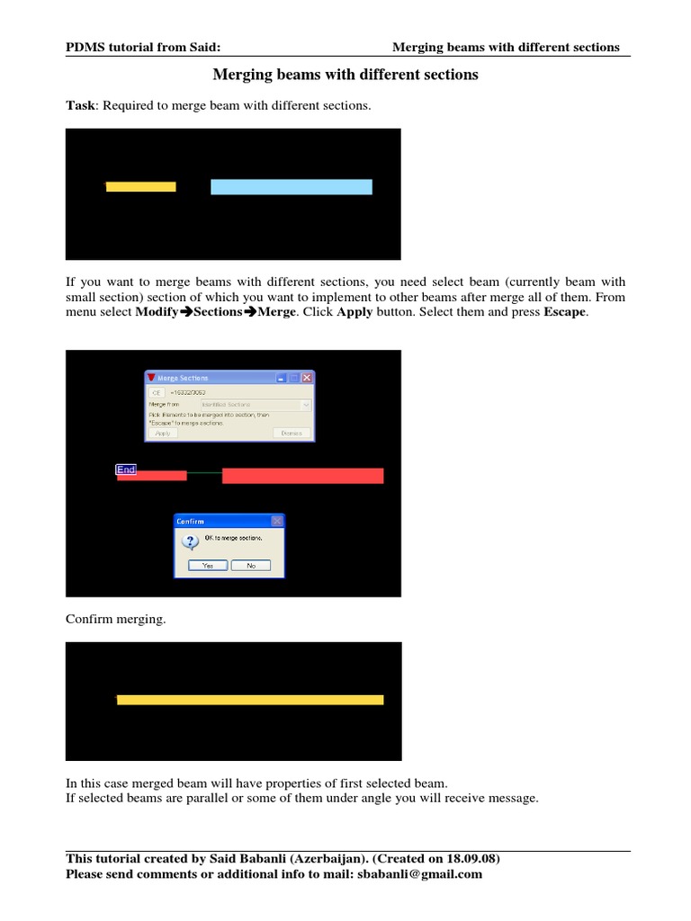 Merge Beams with Different Sections Guide | PDF