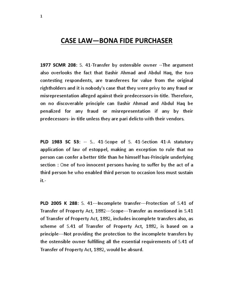 Bona Fide Purchaser Caselaw | Estoppel | Deed