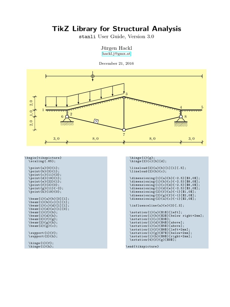 Tikz Library For Structural Analysis: Stanli User Guide, Version 3.0 J Urgen Hackl | PDF | Gnu ...
