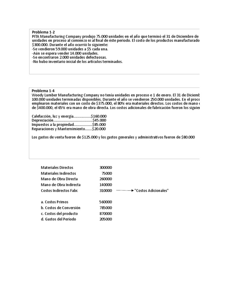 Ejercicio Conta Costos | PDF