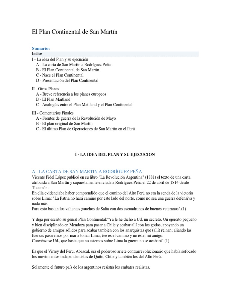 El Plan Continental de San Martín | PDF | Perú | Chile