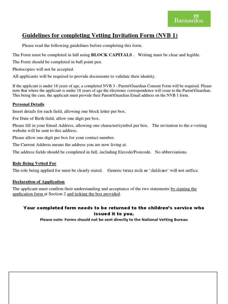 Guidelines for NVB 1 Vetting Form | PDF | Government Information ...