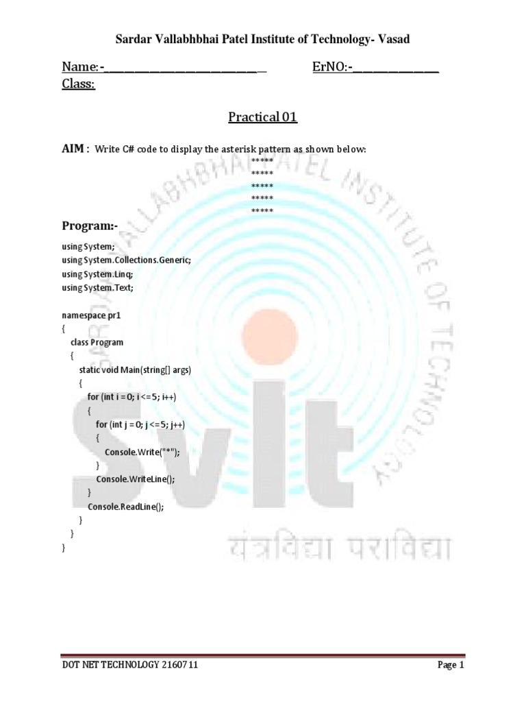 Dot Net Practical Format | PDF