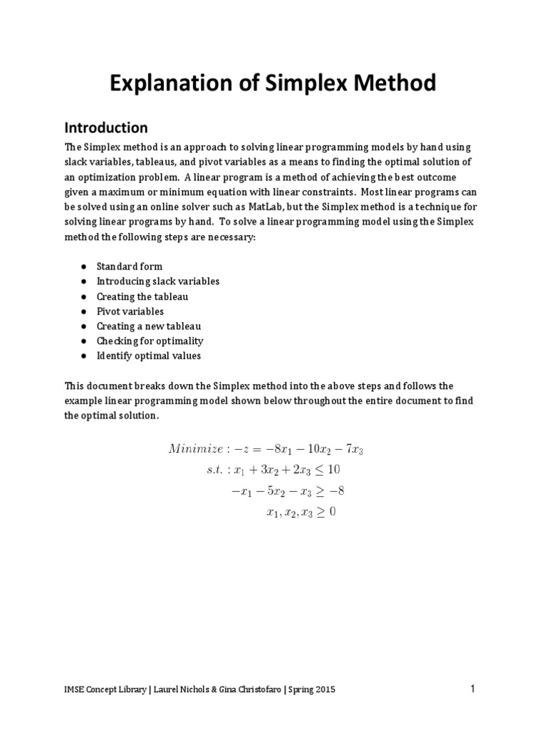 Simplex Method Explained with Examples | PDF | Linear Programming ...