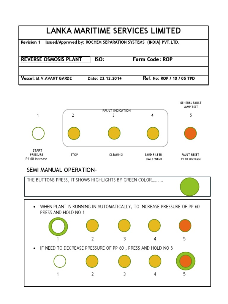 Lanka Maritime Services Limited: Reverse Osmosis Plant Iso: Form Code ...