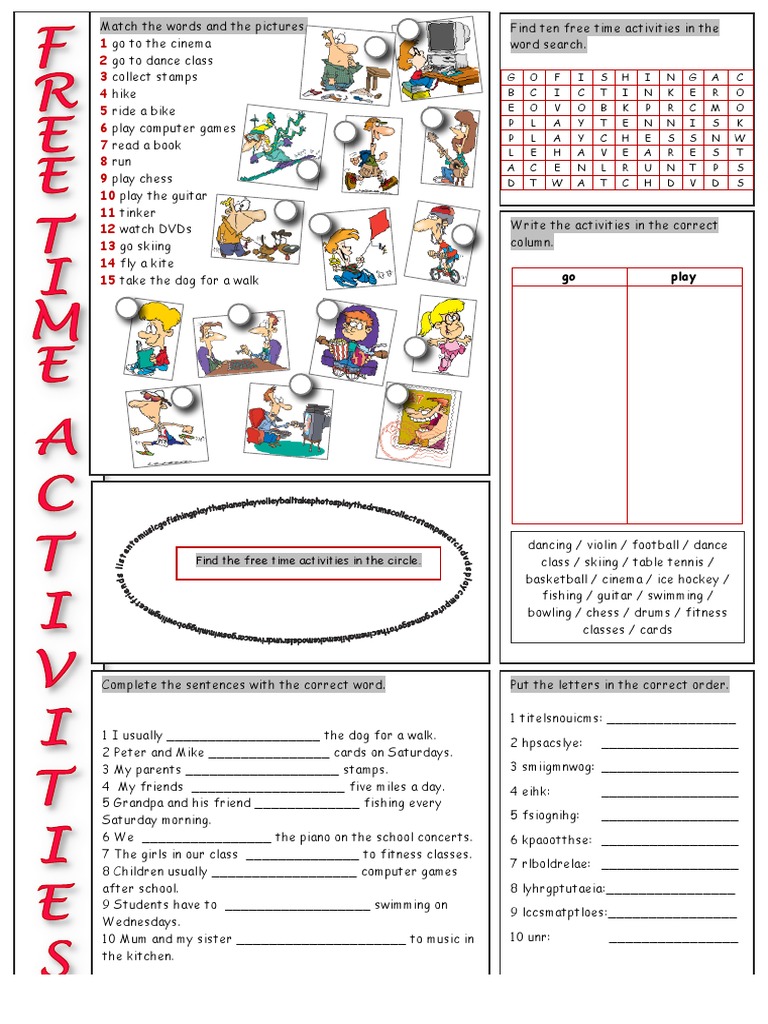 D Vocabulary Free Time Activities | PDF | Sports | Leisure