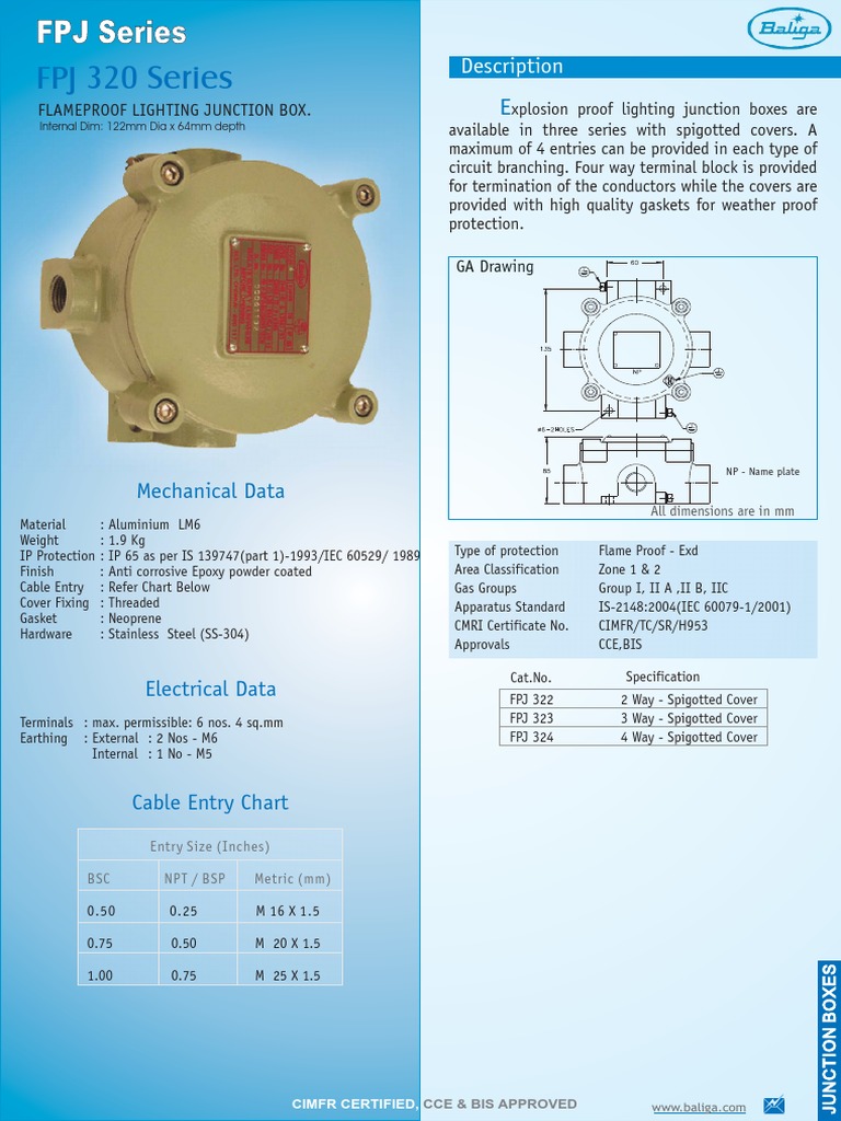 FPJ 320 Series Flameproof Lighting Junction Box | PDF | Materials ...
