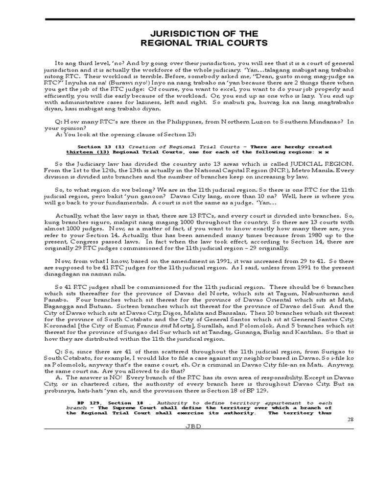 04 Jurisdiction of The RTC | PDF | Original Jurisdiction | Appeal
