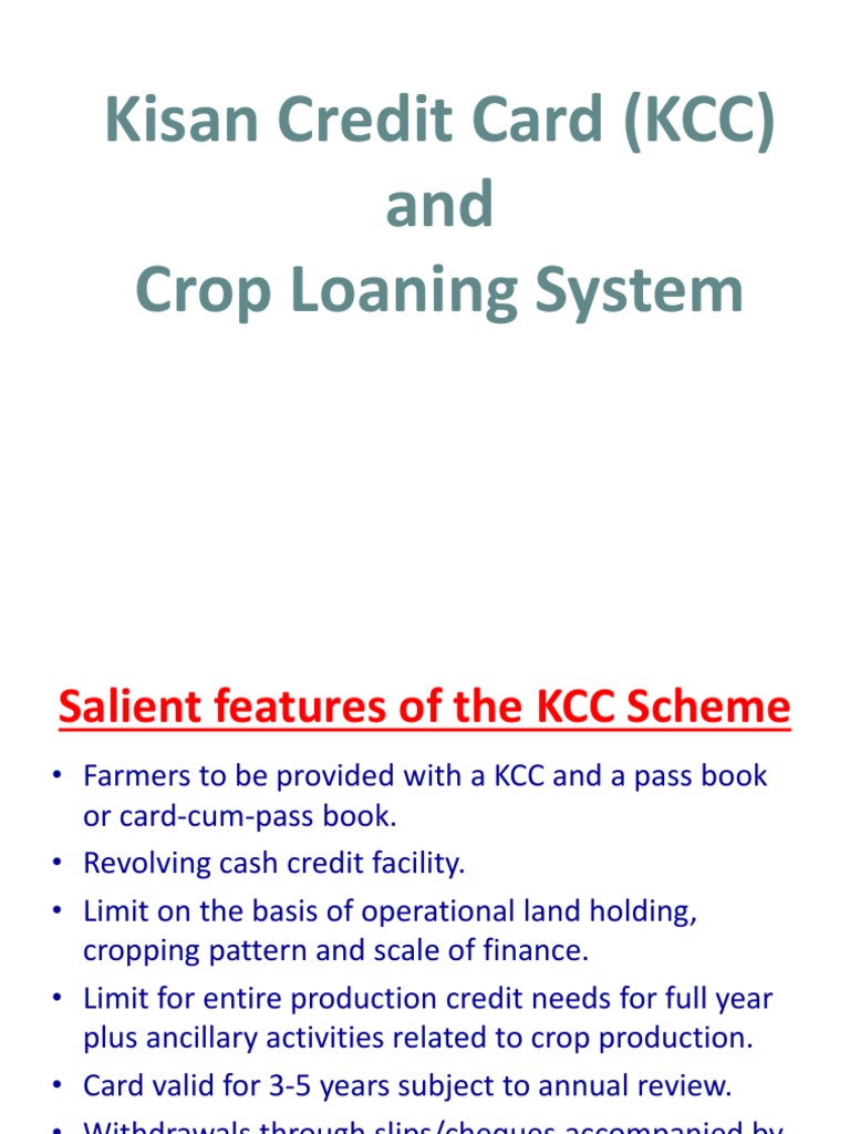Kisan Credit Card (KCC) and Crop Loaning System | PDF | Credit Card | Loans