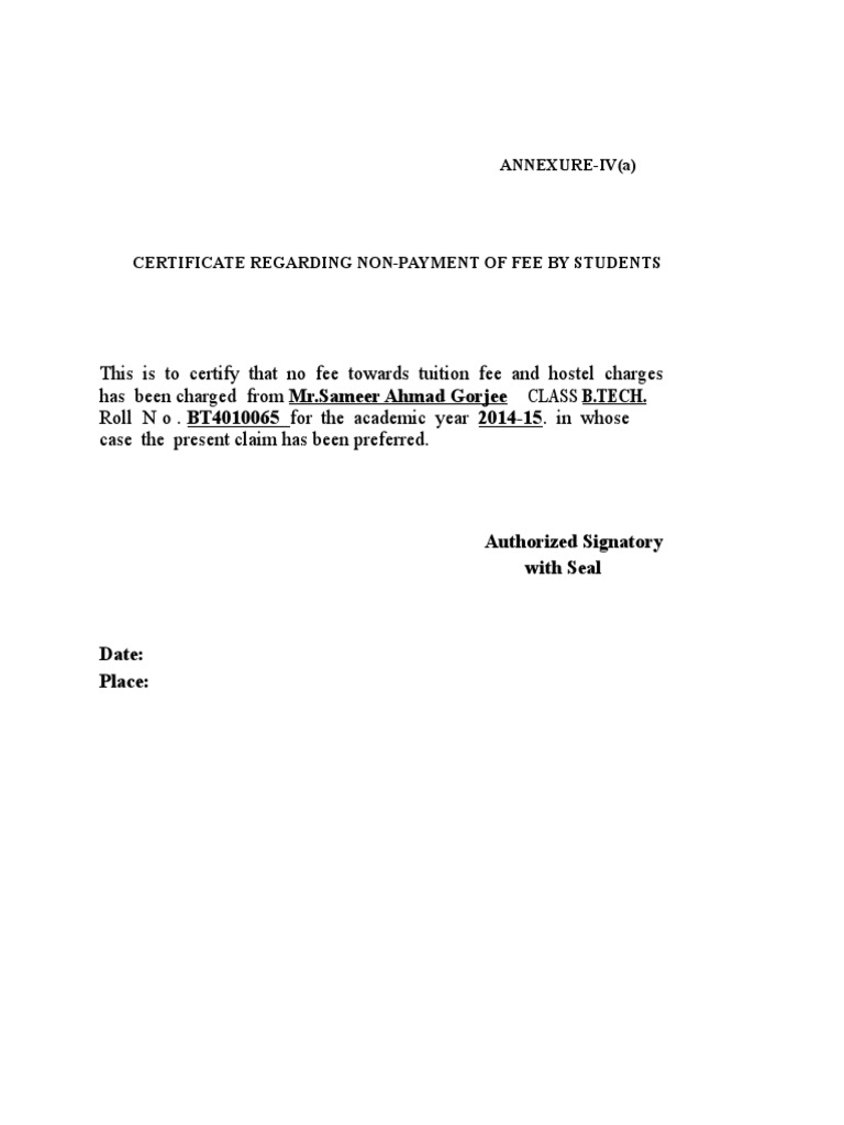 Annexure-Iv (A) : Authorized Signatory With Seal | PDF