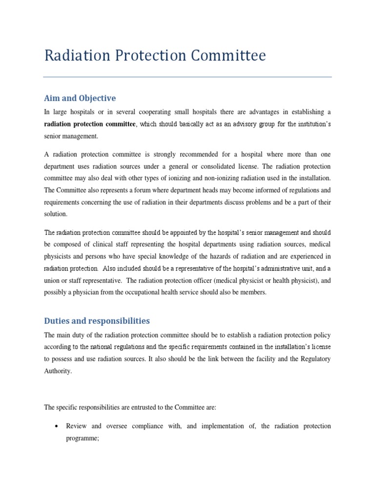 Radiation Protection Committee Overview | PDF | Radiation | Radiation ...