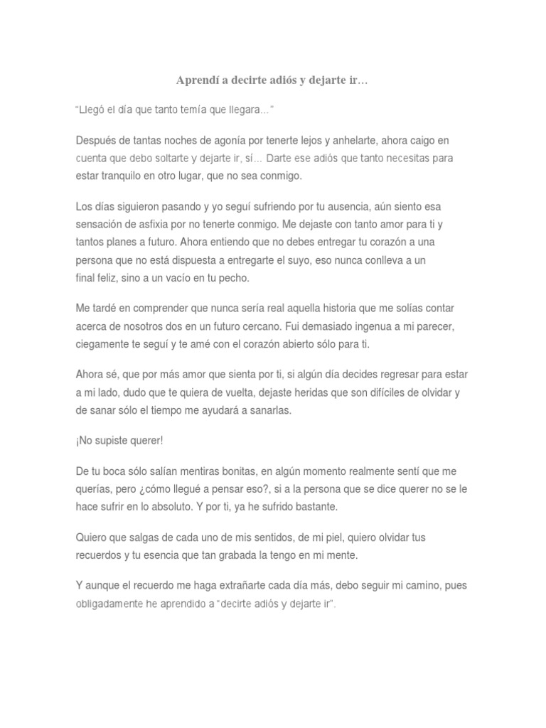 Aprendí A Decirte Adiós y Dejarte Ir | PDF | Amor | Religión y creencia