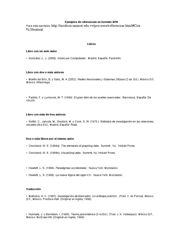 Ejemplos de referencias en formato APA | PDF | Science | Tecnología ...