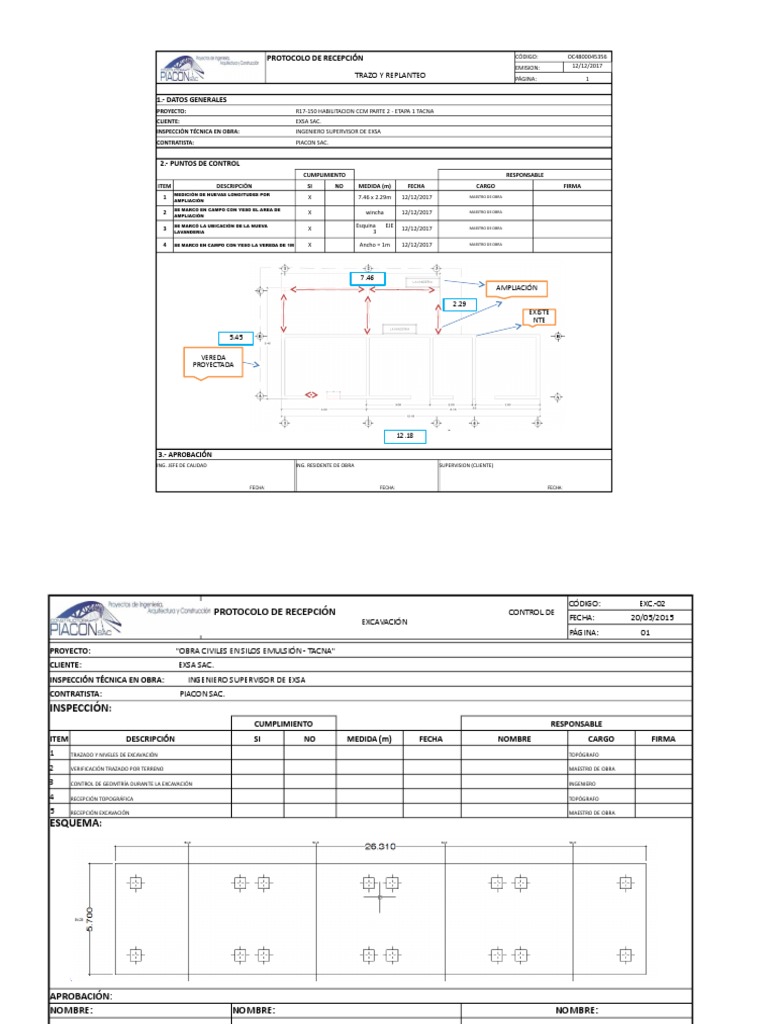Protocolo de Calidad - Trazo y Replanteo | PDF