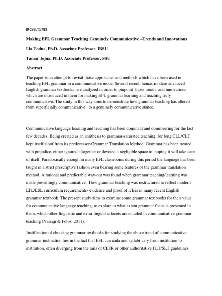 Communicative Grammar Teaching | PDF | English As A Second Or Foreign Language | English Language