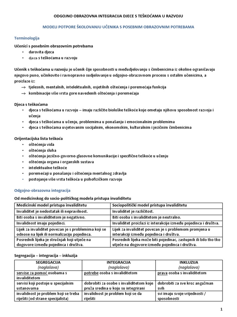Rad S Djecom S Posebnim Potrebama Skripta | PDF