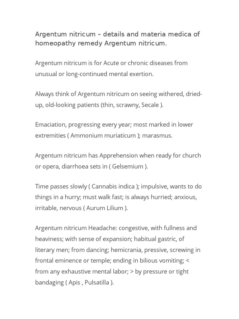 Argentum Nitricum - Details and Materia Medica of Homeopathy Remedy ...