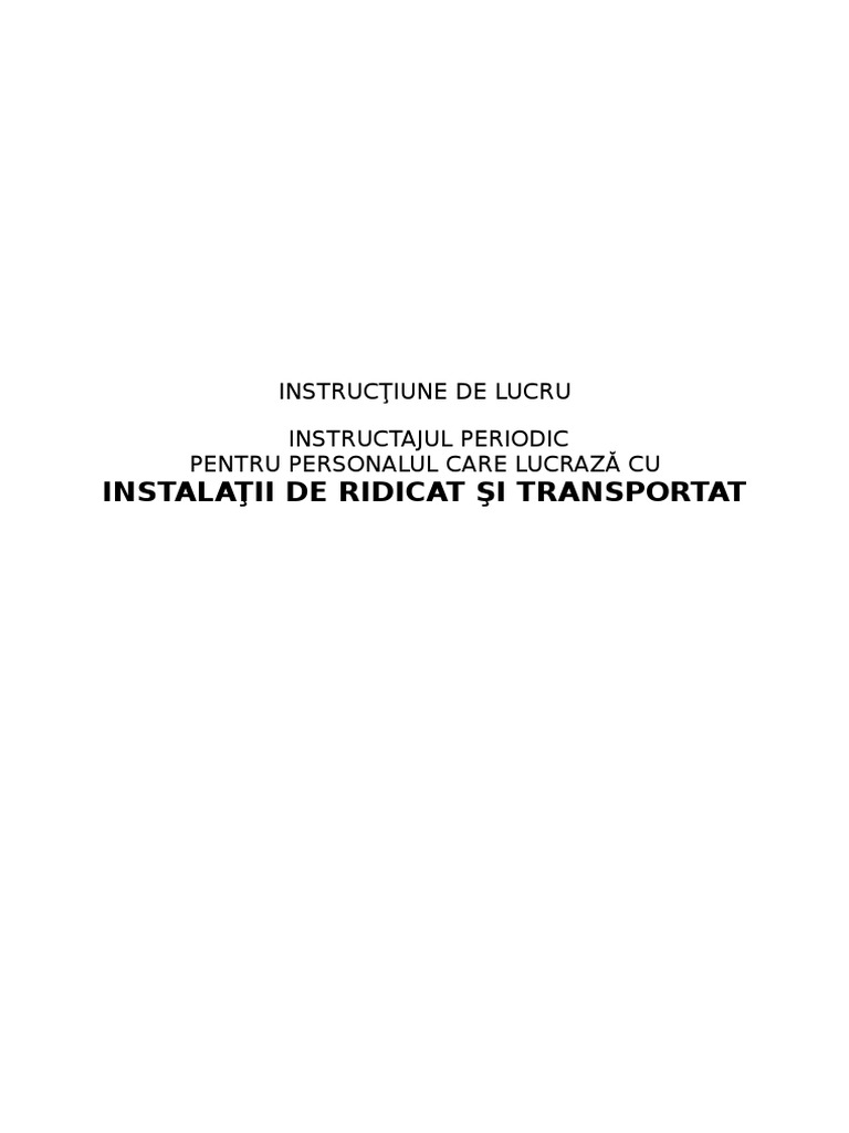 Ipssm Instalatii de Ridicat Si Transportat | PDF