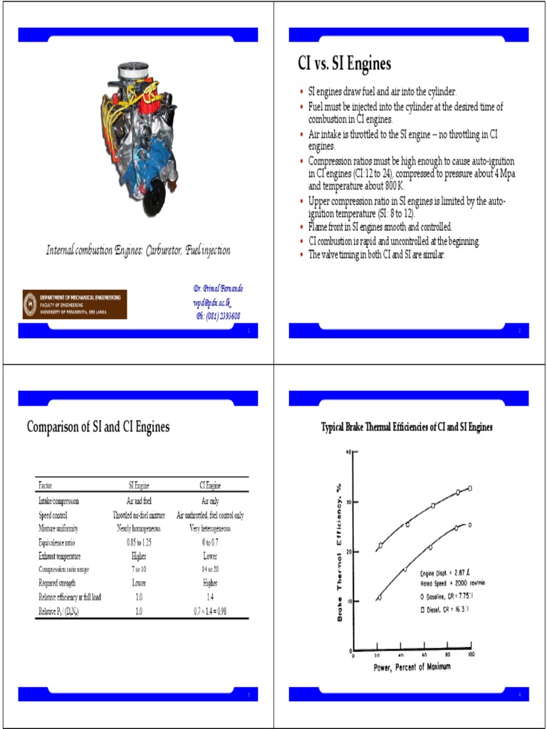 CI Vs SI Engines | PDF | Internal Combustion Engine | Diesel Engine