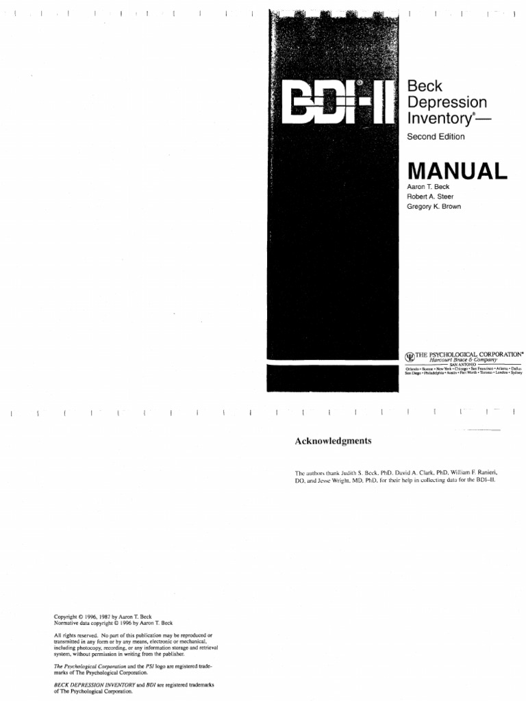 Beck Depression Inventory | PDF