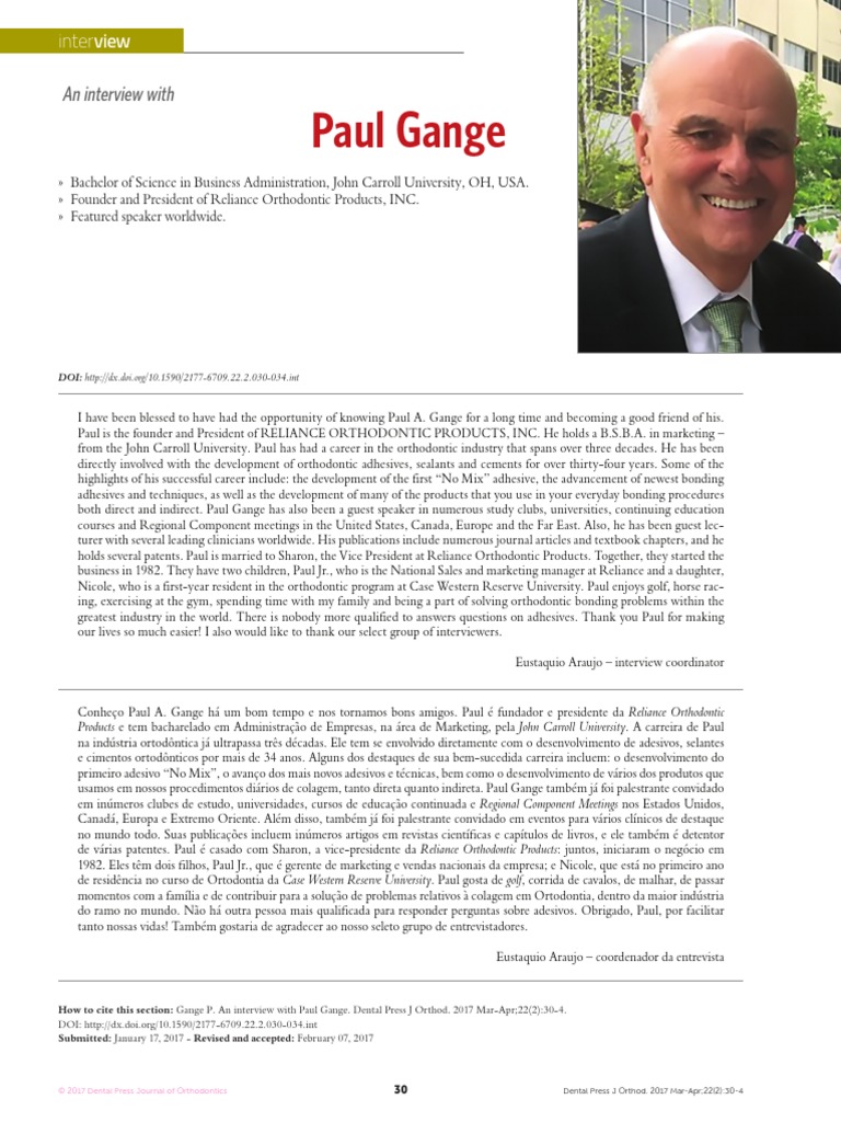 An Interview With Paul Gange | PDF | Tooth Enamel | Dentistry