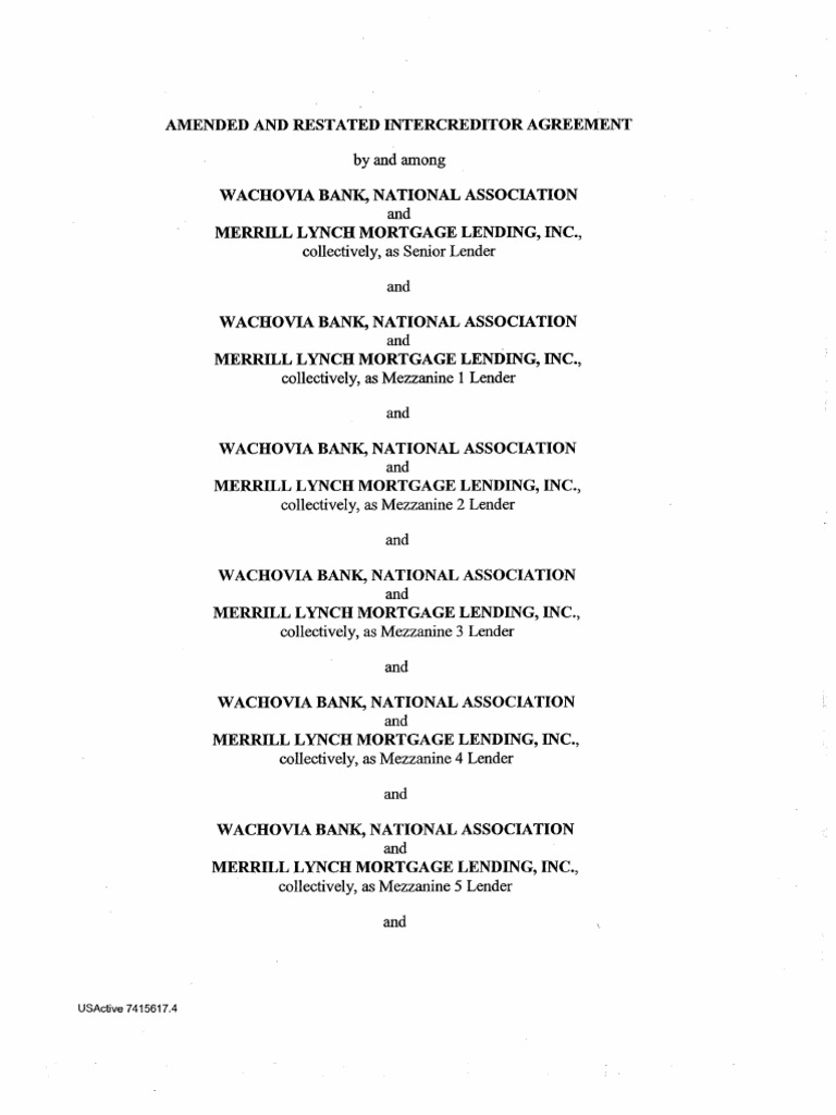 Intercreditor Agreement in Stuyvesant Town