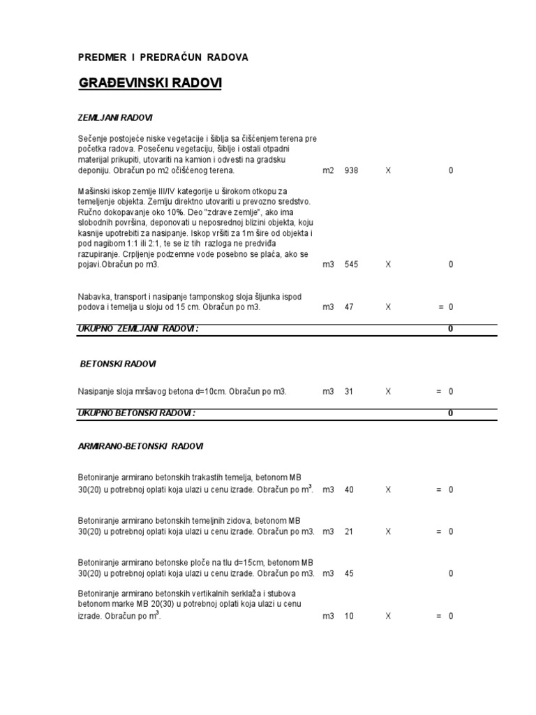 Predmer I Predracun Blanco | PDF