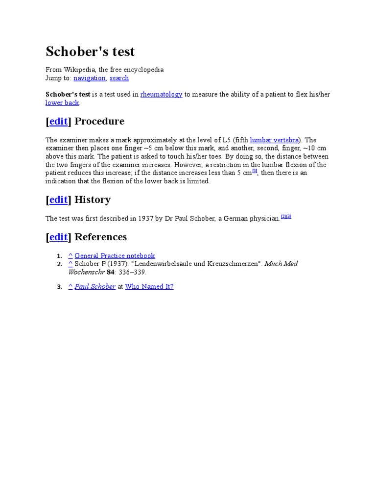 Schober Test | PDF | Medicine | Musculoskeletal System